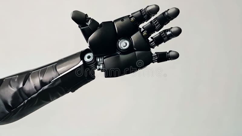 Modern Robotic Bionic Arm Pointing at Something Isolated on White ...