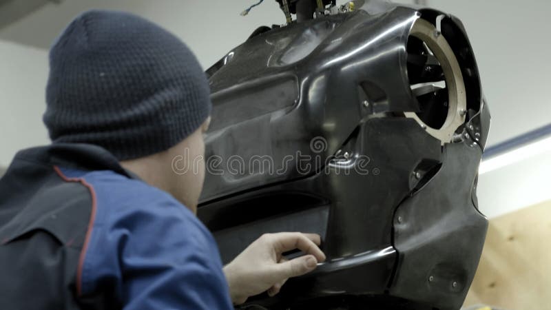 Modern Robotic Technologies. the Engineer Creates a Modern Robot or ...