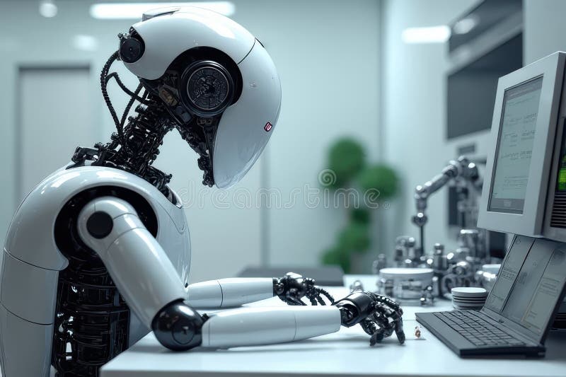 Modern Robotics and Tech in a Futuristic World Stock Illustration ...