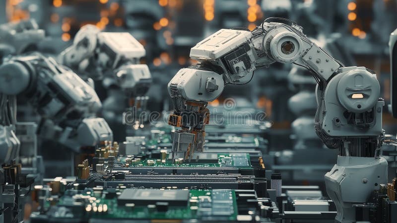 Modern Robots and Automation Process, Manufacturing Stock Image - Image ...