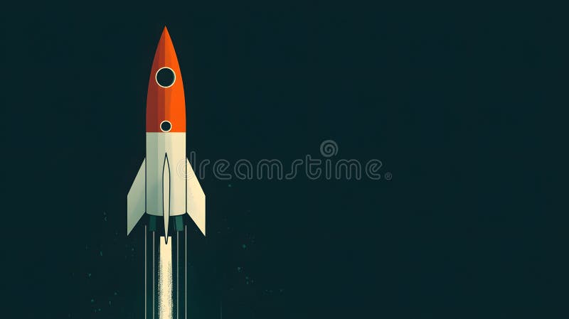 Modern Rocket Design with Flames and Circular Window on Dark Green Ai Generated Stock ...