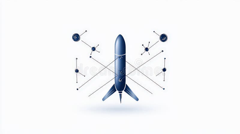 Modern Rocket Design with Satellite Connections in a Minimalistic Style ...