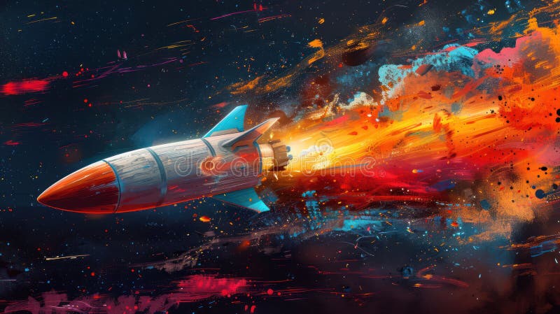 Modern Rocket Illustration in AI Generated Style Stock Illustration ...