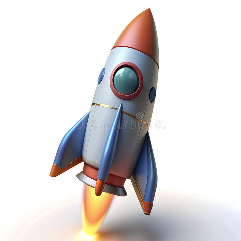 A Modern Rocket Ship 3D Rendering Model. Stock Illustration ...