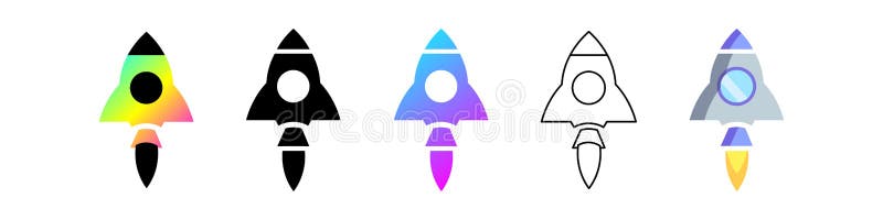 Modern Rocket Space Ship Icon, Logo or Sign. Vector Illustration ...