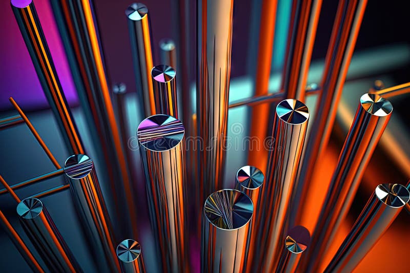Modern Rods Gather in the Center Against an Abstract Digital Background ...
