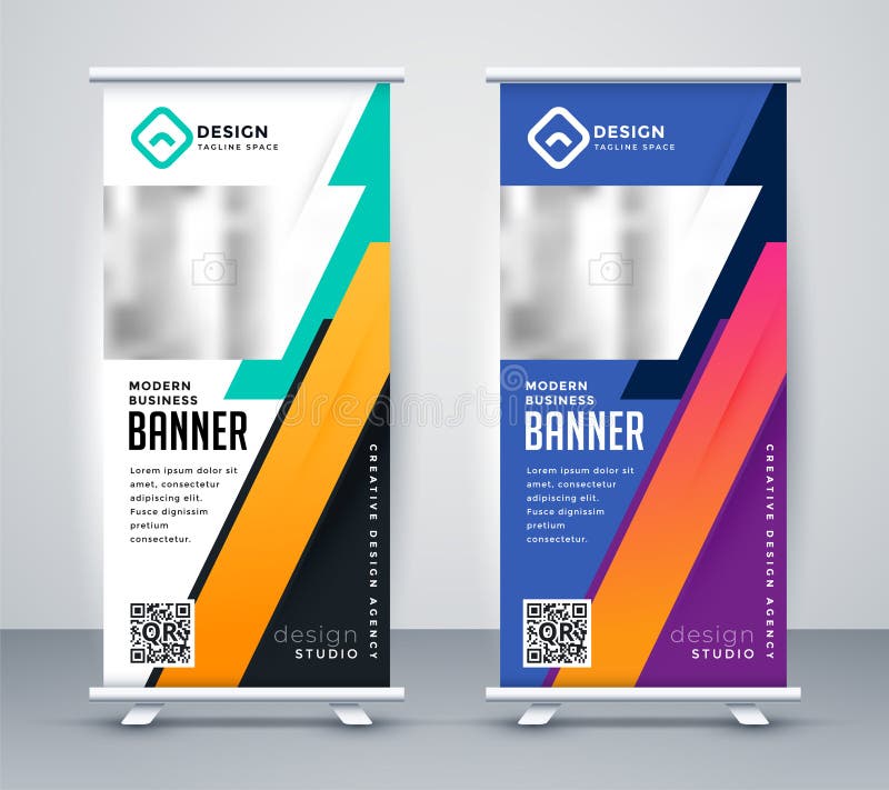 Modern Roll Up Standee Banner Design Stock Vector - Illustration of ...