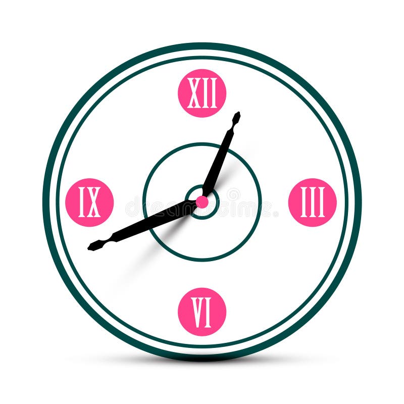 Modern Roman Numeral Analog Clock Symbol. Stock Vector - Illustration ...