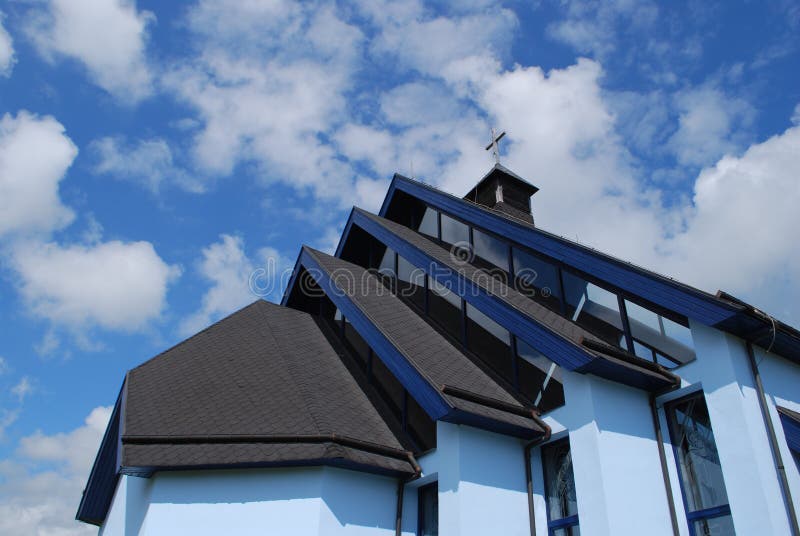 Modern Church Roof With Cross Stock Photo - Image of close, cross: 10754246
