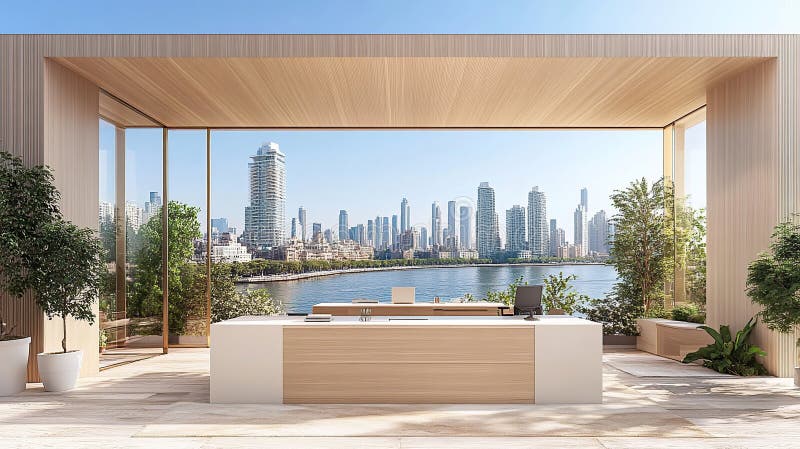 Modern Rooftop Office Cityscape View Stock Image - Image of trees ...