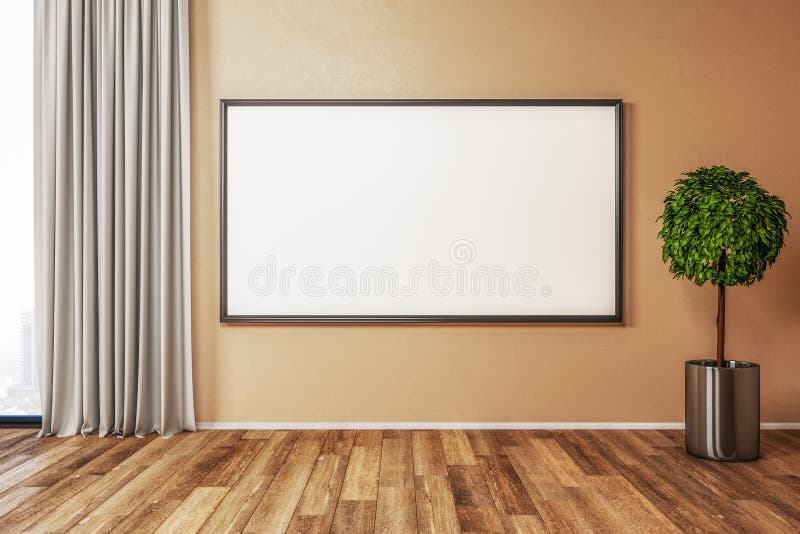 Modern room with banner stock illustration. Illustration of copy ...