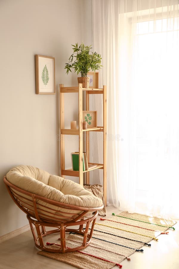 Modern Room Interior in Eco Style with Cozy Armchair Stock Photo ...
