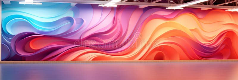 Modern Room Interior View with Liquid Fluid Wavy Flow Background_ Stock ...