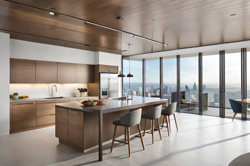 Modern Room Interiors Emphasize Clean Lines, Si Stock Illustration ...