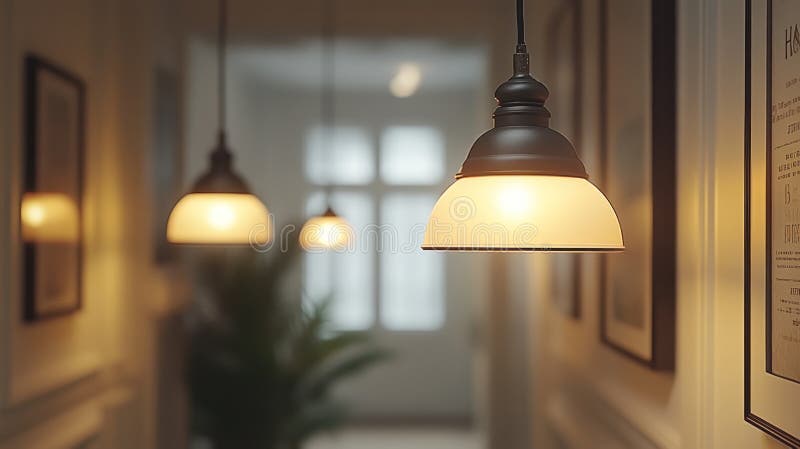 Modern Room with Lamps and Posters, Interior Design Concept, 3D ...