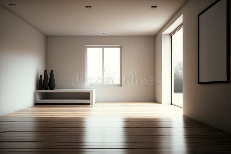 A Modern Room with Light Colors is Empty Stock Illustration ...