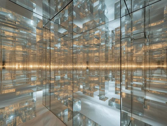 Mirrored Room, Reflections, Light, Geometric, Modern, Spacious Stock ...