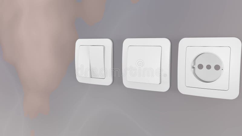 Modern Room Switch, the Man Presses a Key. 3D Rendering Stock Footage ...