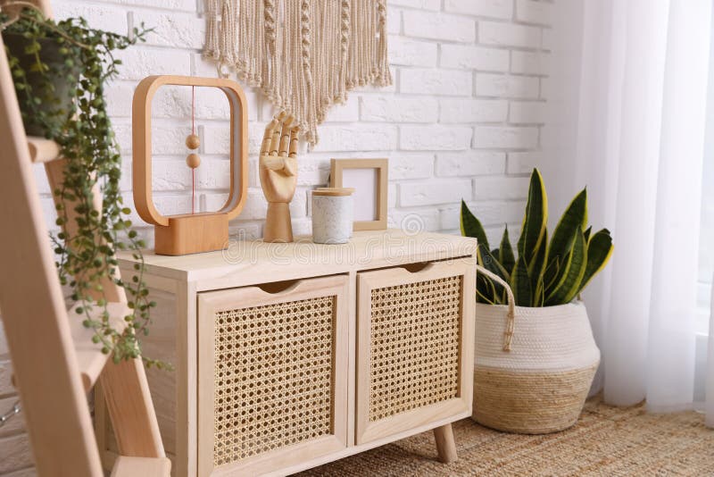 Modern Room with Wooden Commode. Interior Design Stock Photo - Image of ...