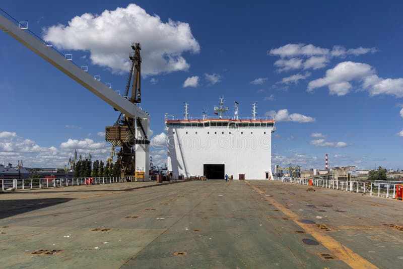 Modern Roro Ship in Shipyard for Manutention Stock Image - Image of ...