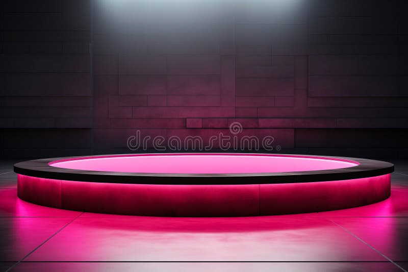 Modern Round Blank Round Neon Glowing Red Light Stage for Product Stock ...