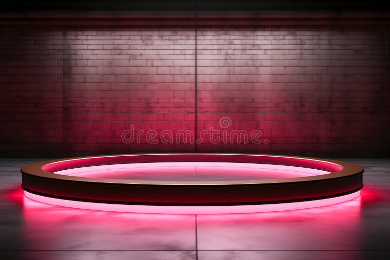 Modern Round Blank Round Neon Glowing Red Light Stage for Product Stock ...