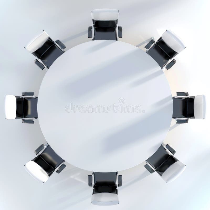 Modern Round Conference Table with Office Chairs. Generative Ai Stock ...