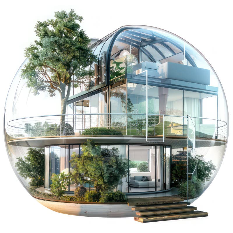 Modern Round Glass House Isolated on White Created with Generative AI ...