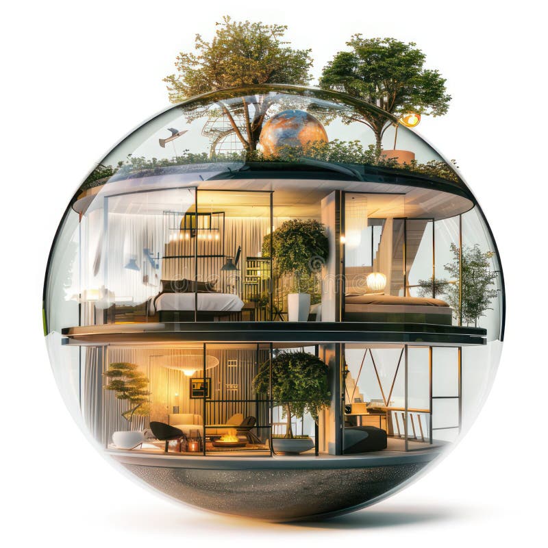 Modern Round Glass House Isolated on White Created with Generative AI ...