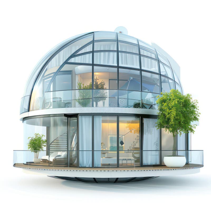 Modern Round Glass House Isolated on White Created with Generative AI ...