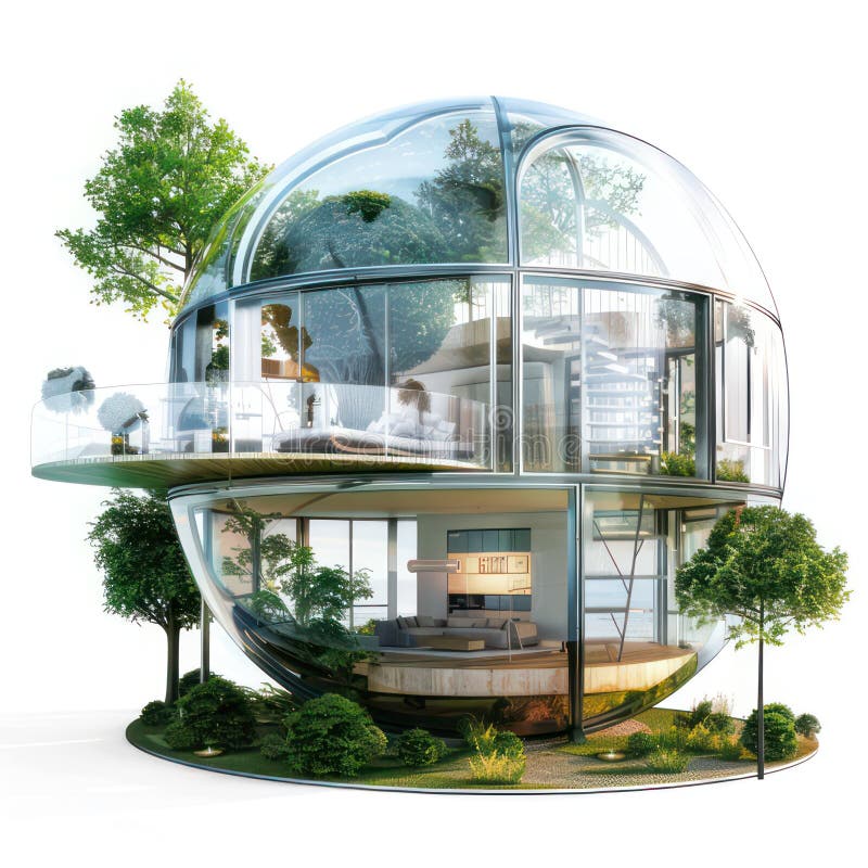 Modern Round Glass House Isolated on White Created with Generative AI ...