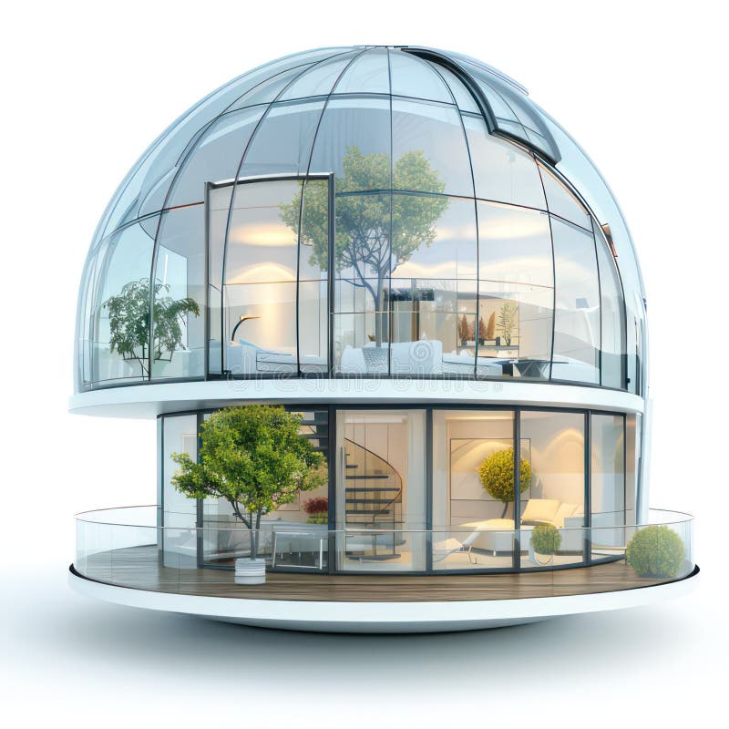 Modern Round Glass House Isolated on White Created with Generative AI ...