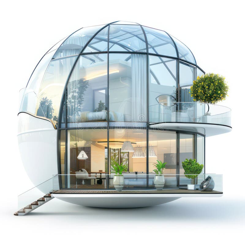 Modern Round Glass House Isolated on White Created with Generative AI ...