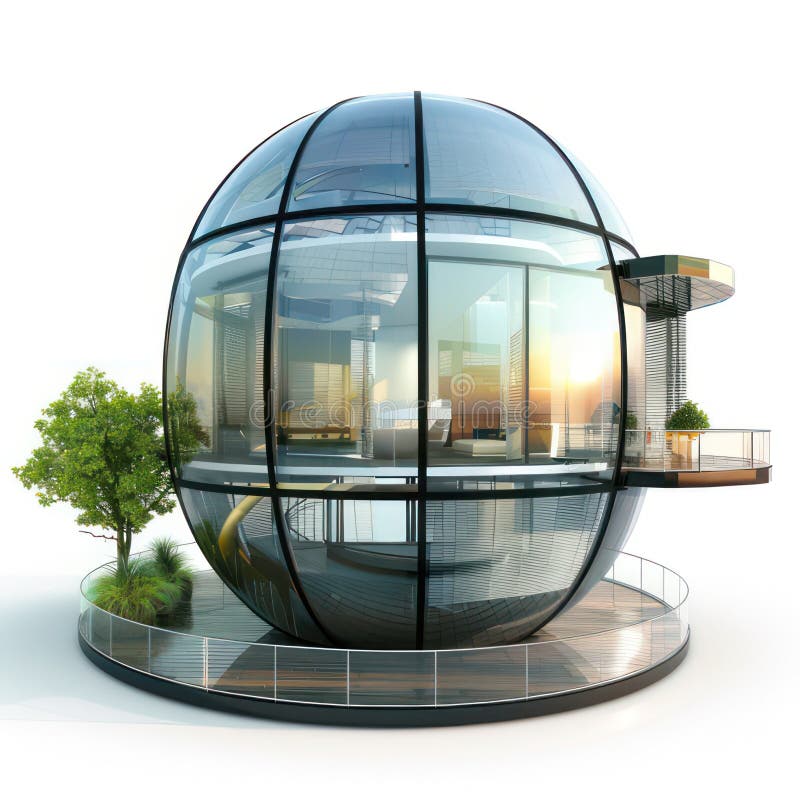 Modern Round Glass House Isolated on White Created with Generative AI ...