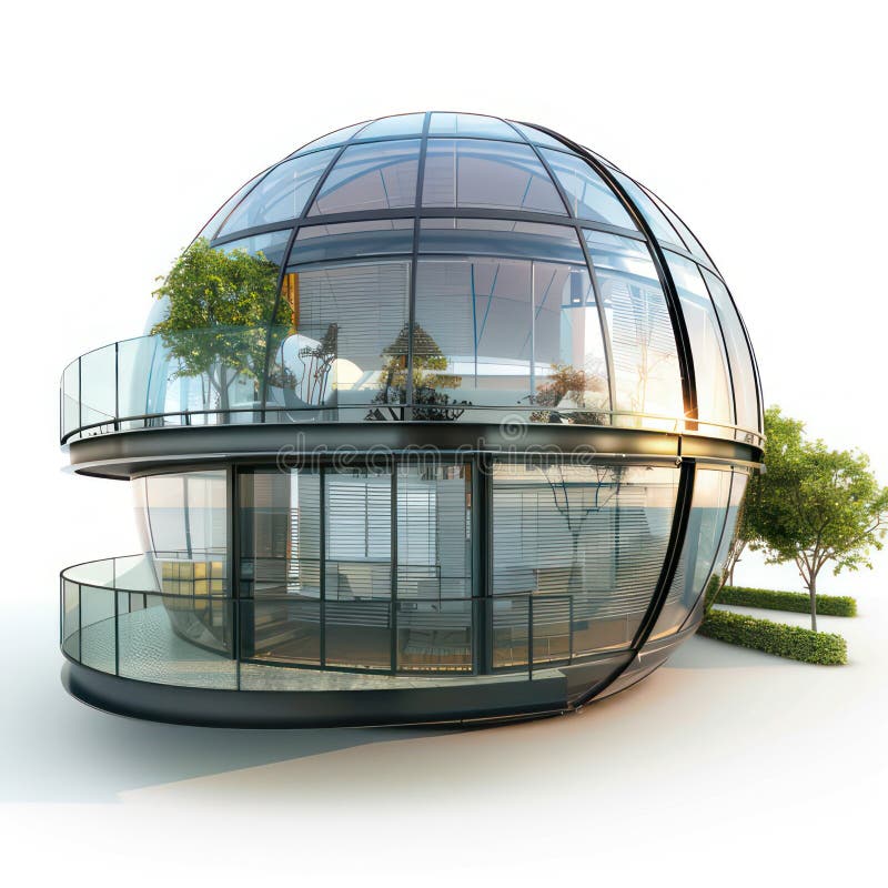 Modern Round Glass House Isolated on White Created with Generative AI ...
