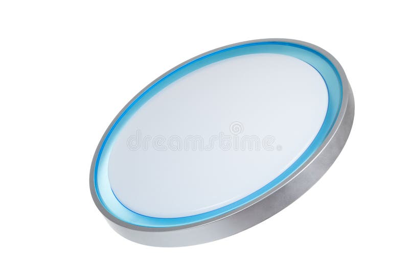 A Modern Round LED Ceiling Light with a Sleek Metallic Frame and Blue ...
