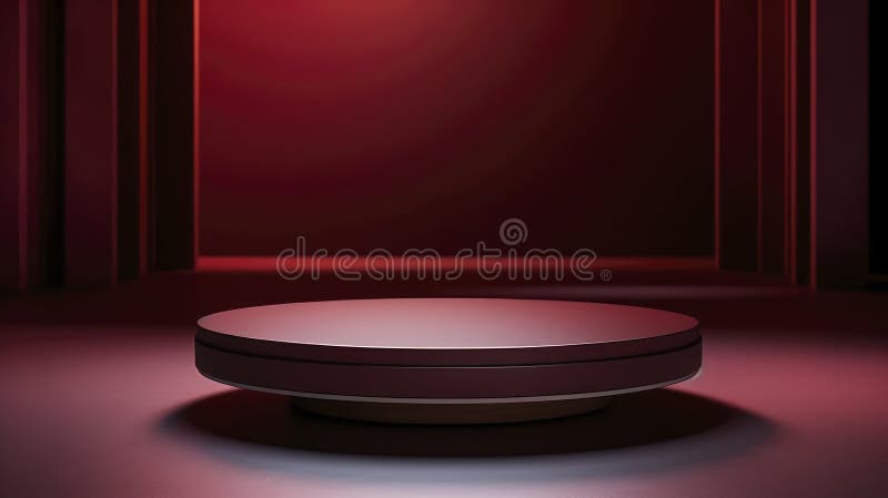 Modern Round Maroon Empty Podium for Cosmetic or Product on Red Room ...
