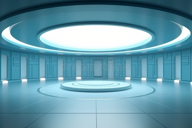 Modern Round Room with a Minimalist and Empty Futuristic Interior Stock ...