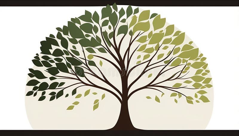 Modern Round Tree in Minimalist Vector Art Style, Made with Generative ...