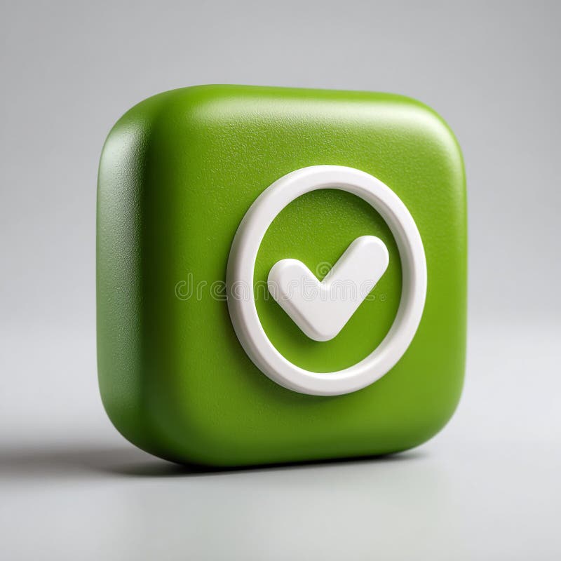Green 3d Checkmark Icon on a Light Gray Background Stock Illustration ...