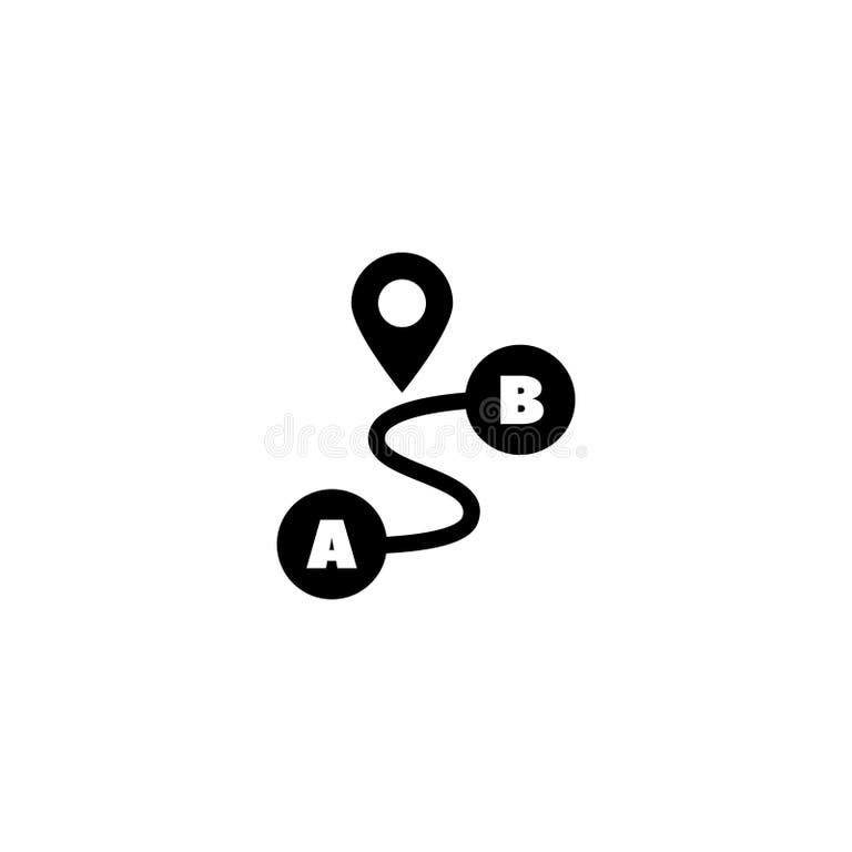 Modern Route Map Icon with Location Pins a and B Stock Vector ...