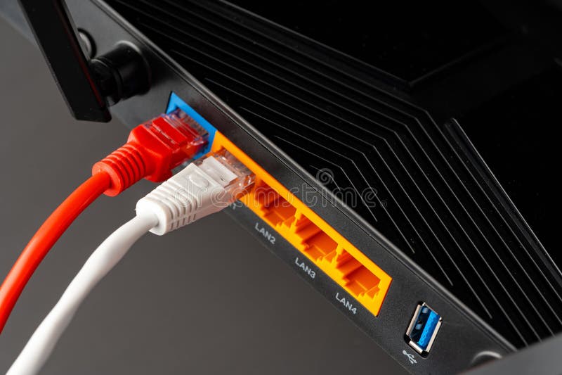 Modern Router and Laptop on Wooden Table, Flat Lay Stock Image - Image ...