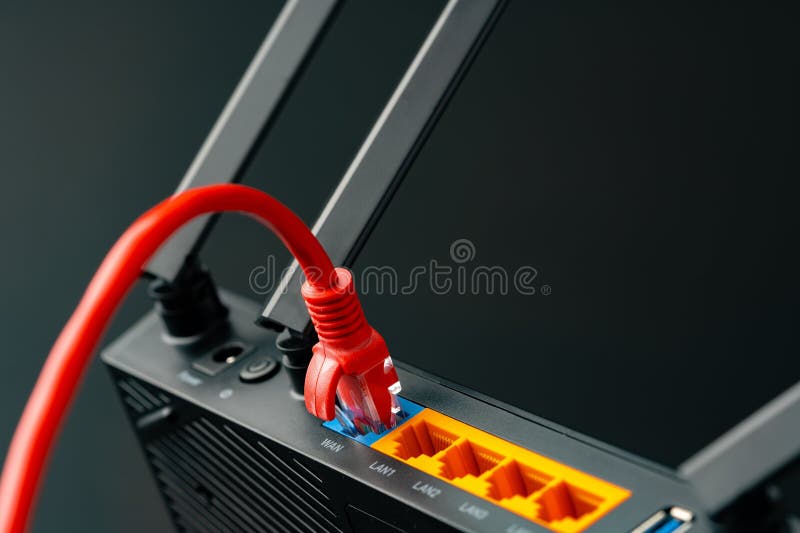 Modern Router and Laptop on Wooden Table, Flat Lay Stock Image - Image ...
