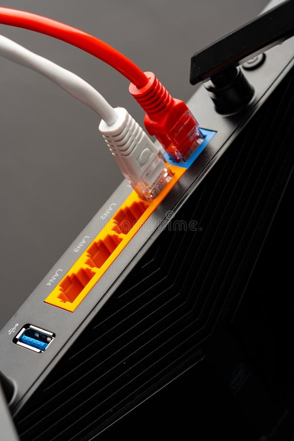 Modern Router and Laptop on Wooden Table, Flat Lay Stock Image - Image ...