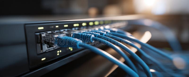 Wi-Fi Router with Cables on Table Stock Photo - Image of digital, port ...