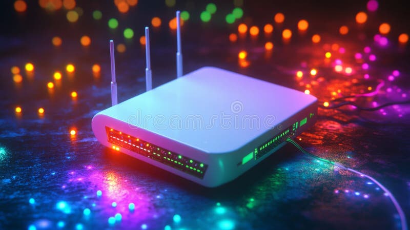 Modern Router and Laptop on Wooden Table, Flat Lay Stock Image - Image ...