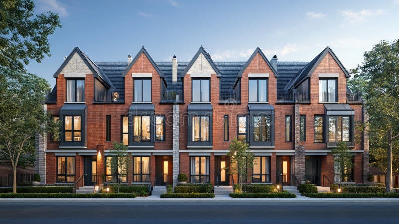 Modern Row Houses Architecture, Urban Living Concept Stock Illustration ...