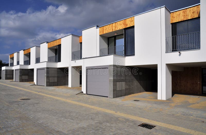 Modern row family houses stock image. Image of houses - 42798169