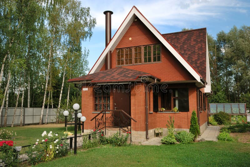 Modern Russian Suburban House Stock Image - Image of cloud, cottage ...
