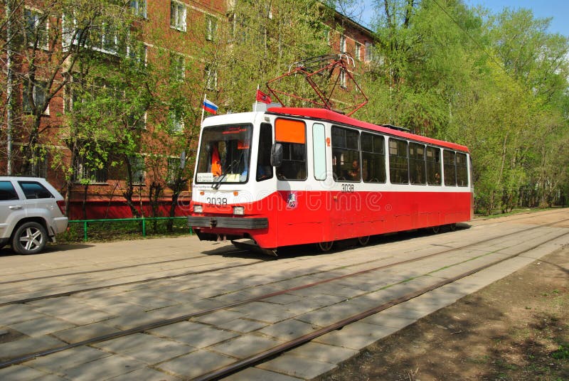Modern Russian tram editorial photography. Image of public - 27500692